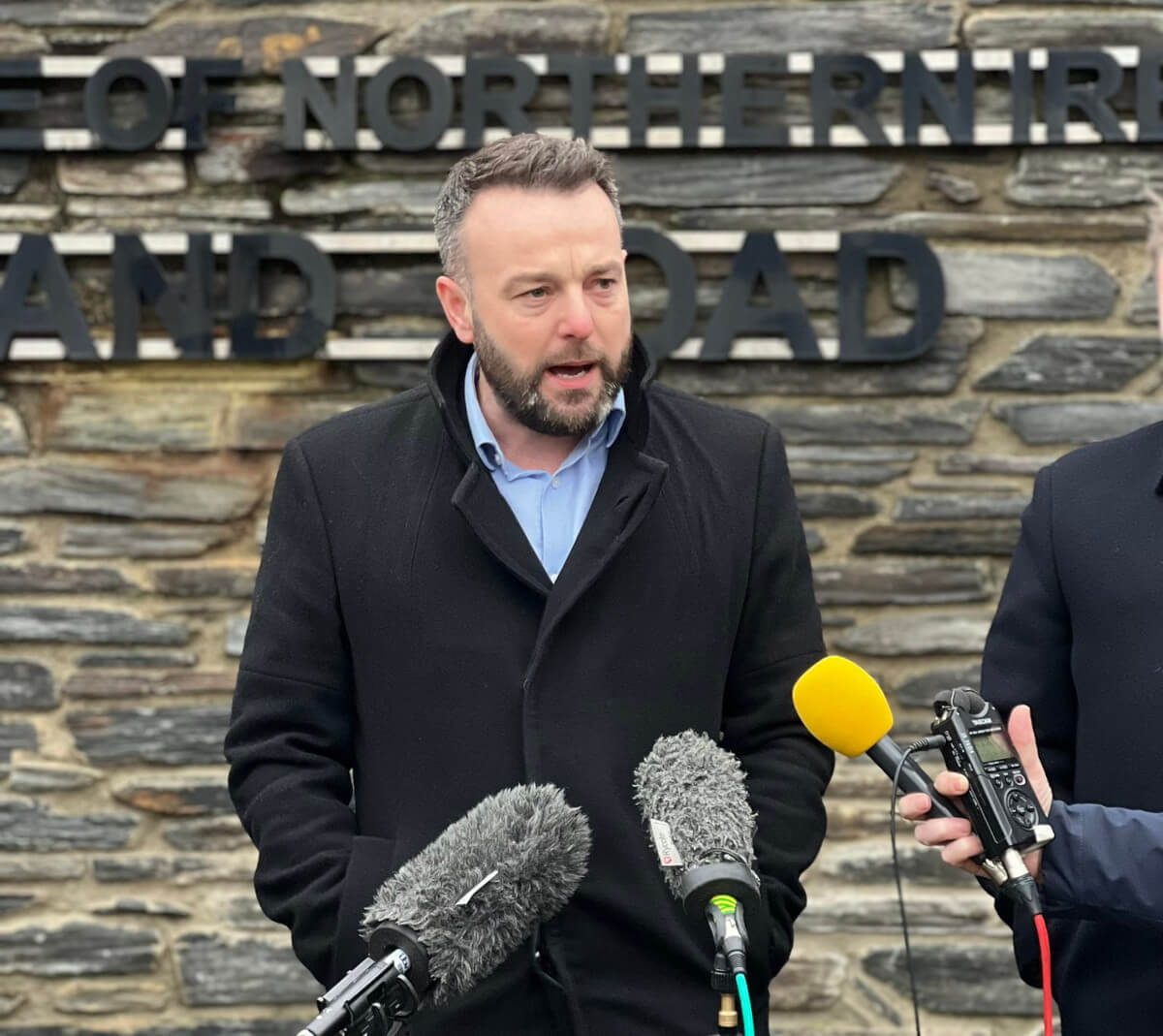 Colum Eastwood MP outside Strand Road police station today after PSNI ...